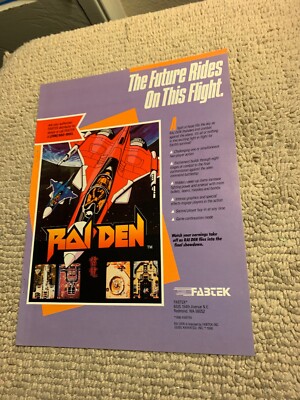 ORIGINAL 1990 11- 8 1/4” Raiden Fabtek Seibu arcade video game AD FLYER ...