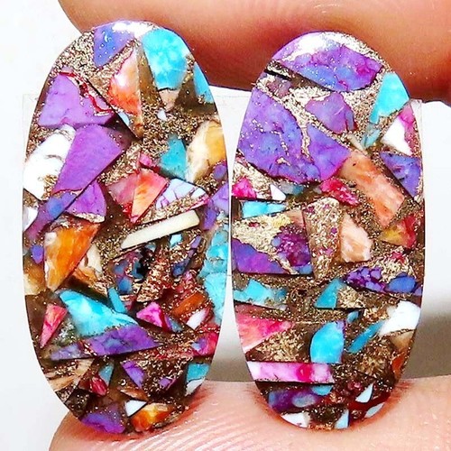 23.55Ct Copper Multi Color Turquoise Pair Green Purple Blue stone ...