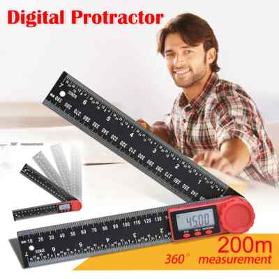 Digital Angle Finder Protractor (8 In/200 mm) Measuring Ruler with LCD ...