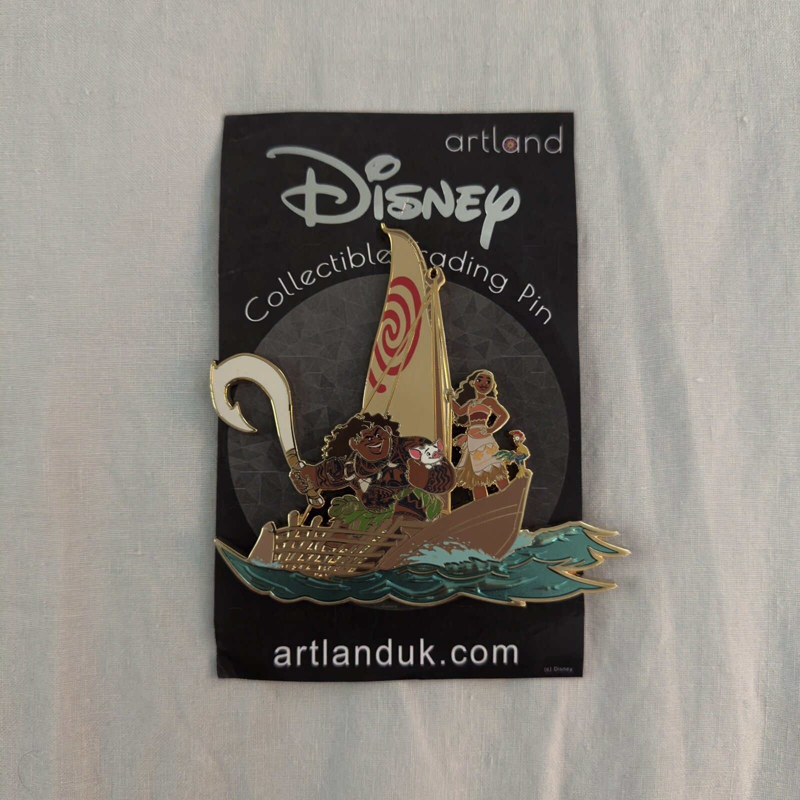 Disney Pin Artland Moana Maui Pua & Hei Hei Wayfinding Boat Jumbo LE ...