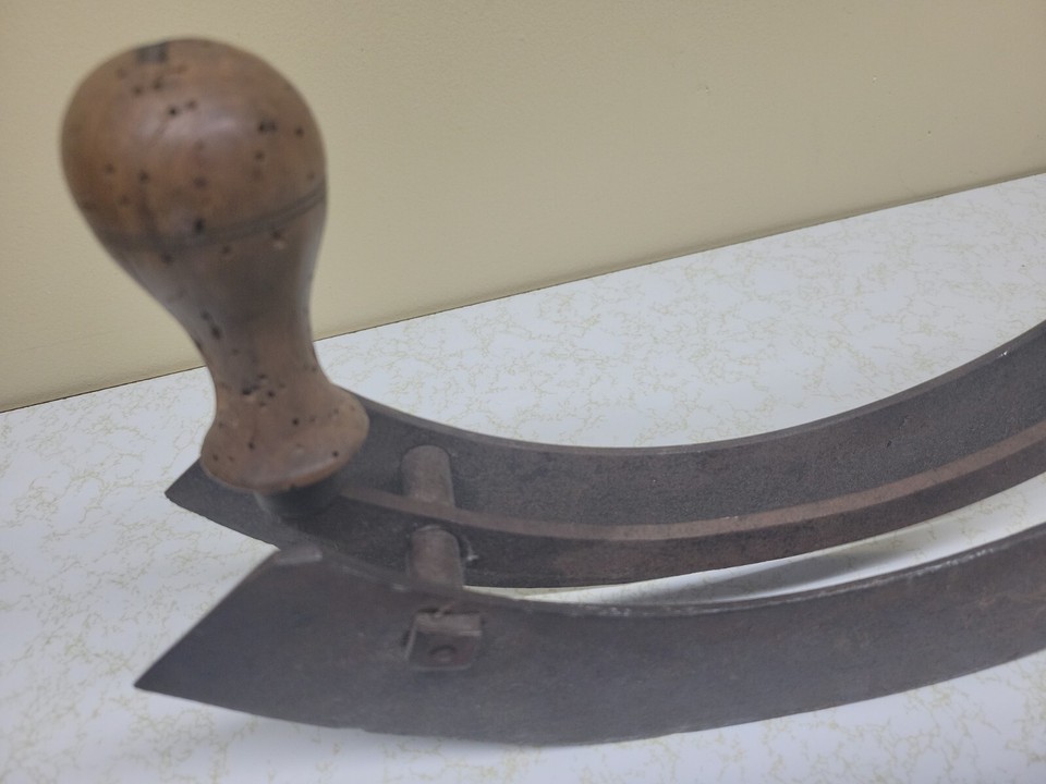 Vintage Primitive Food Chopper 2 Wood Handles Two Blades Kitchen Square ...