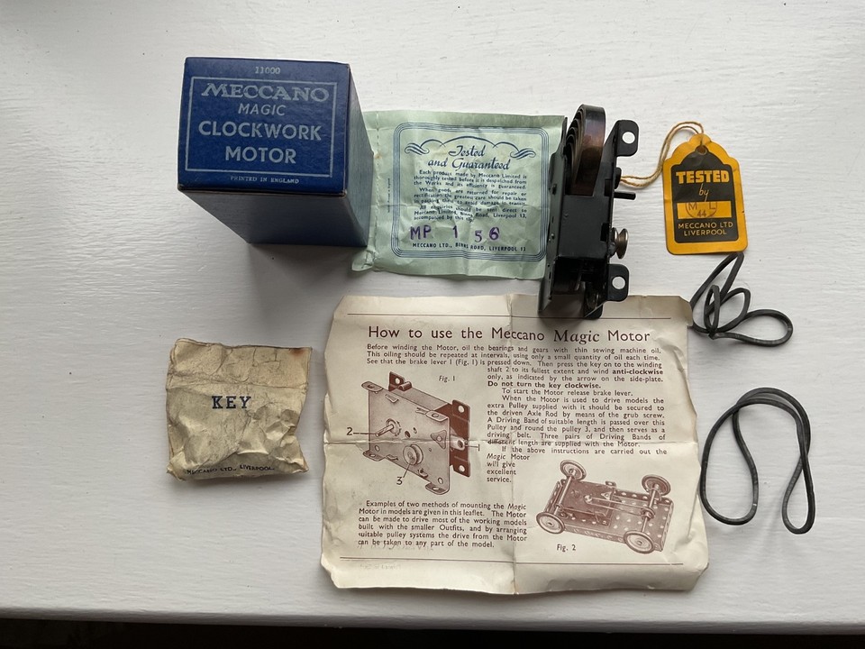 MECCANO TOYS MAGIC MOTOR CLOCKWORK TESTED GTEE WIND UP VINTAGE ANTIQUE ...