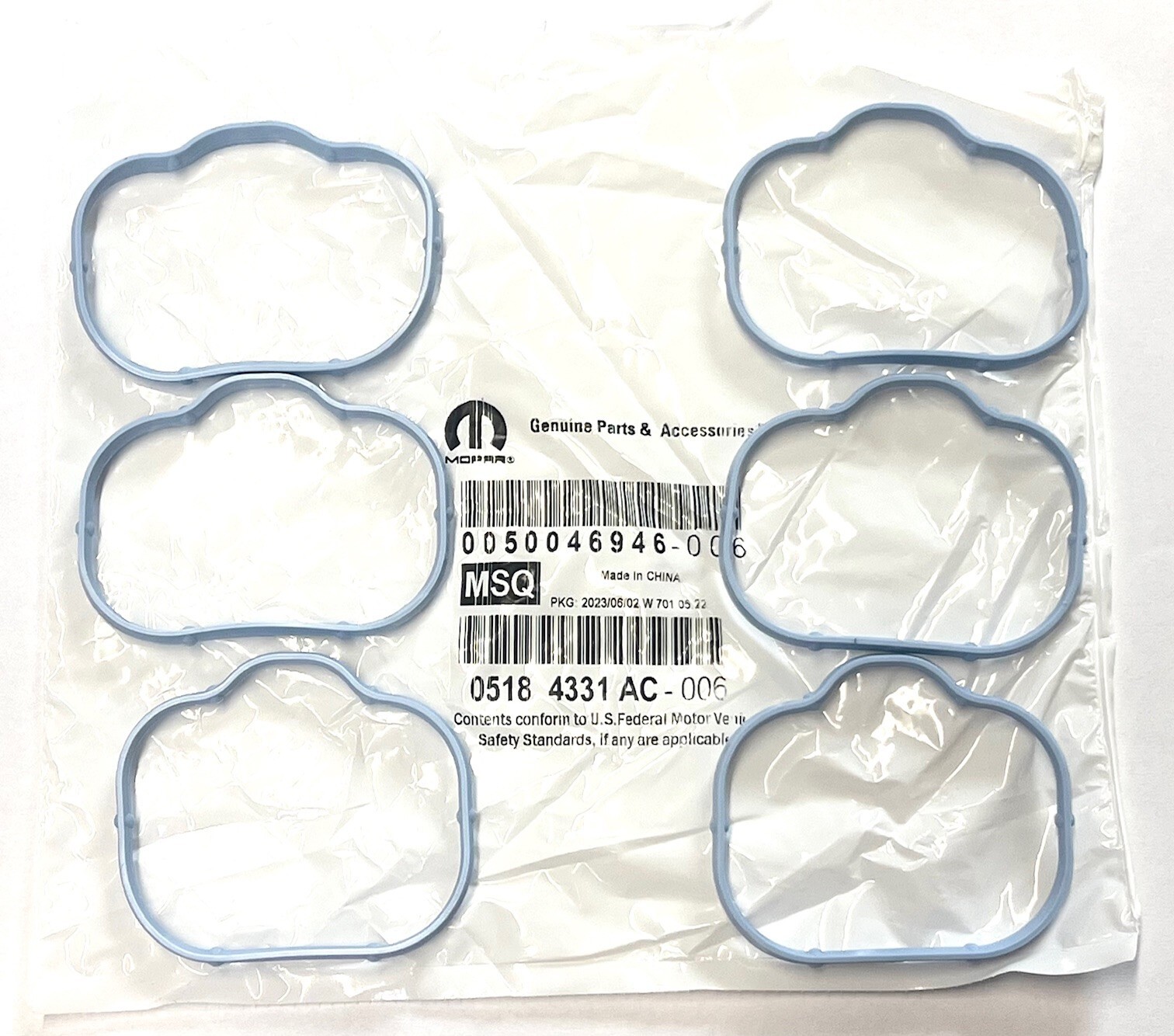 Mopar OEM LOWER intake Manifold Gasket 5184331AC Set Of 6 JEEP DODGE ...