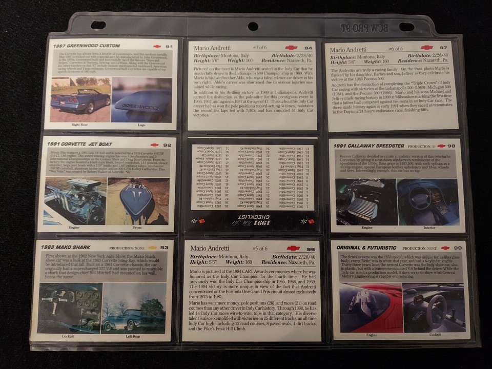 LOT OF 9 -Misc CHEVEROLET CORVETTE COLLECTOR TRADING CARDS | eBay