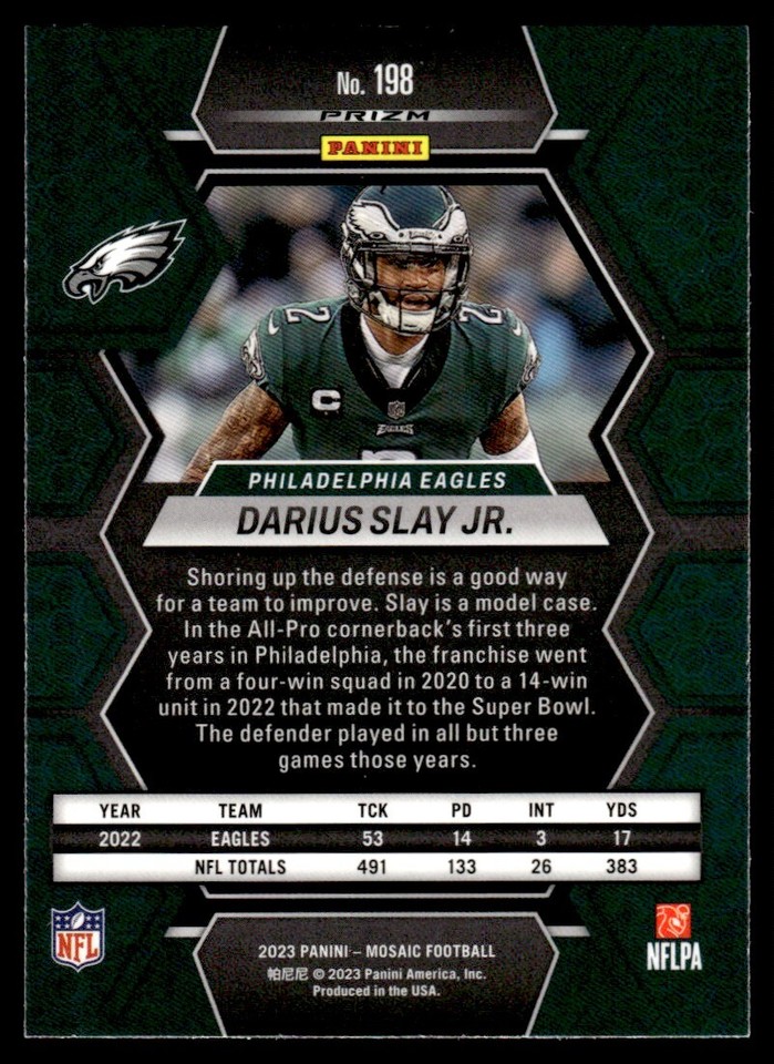 2023 Panini Mosaic Camo Pink Darius Slay Jr. Philadelphia Eagles #198 ...