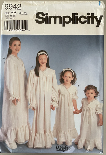 Simplicity Sewing Pattern #9942, Size M-L-XL, Child & Girls' Nightgown ...