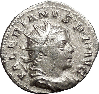 VALERIAN I 253AD Silver Ancient Roman Coin Sol with whip Sun God Cult ...
