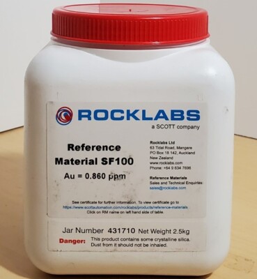 Scott Rocklabs Reference Material SF100 Au=0.860ppm, 2.5kg Jar - Set of ...
