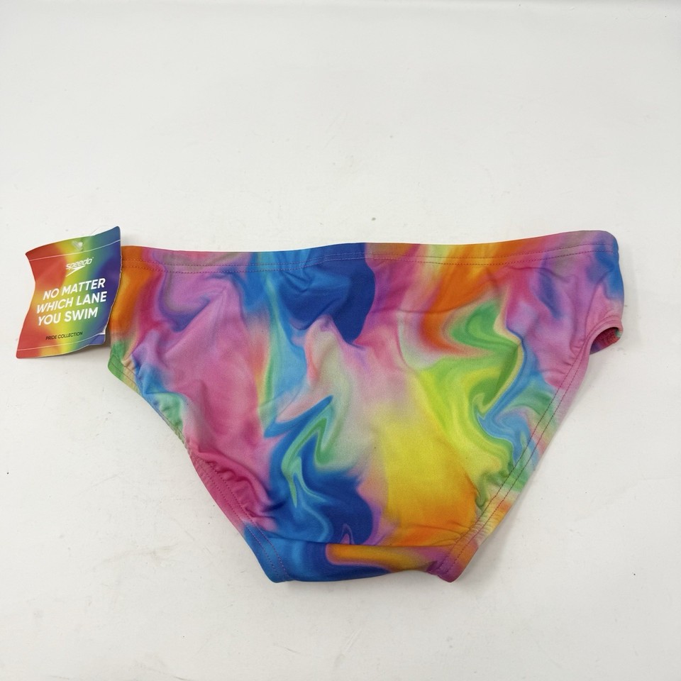 Speedo Men's Swimsuit Brief Endurance+ The One Size 32 Swim Rainbow NWT ...