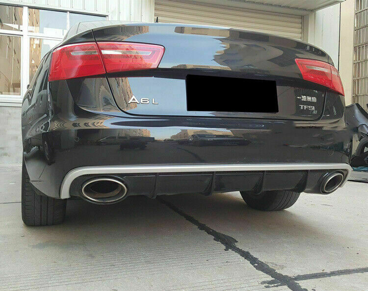 RS6 Style Rear Diffuser With Pair Exhaust Tips For 2012-2015 Audi A6 C7 ...