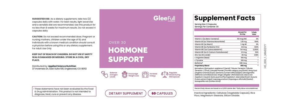 GleeFull Over 30 Hormone Support - Menopause Supplements for Women - Hormone ... | eBay