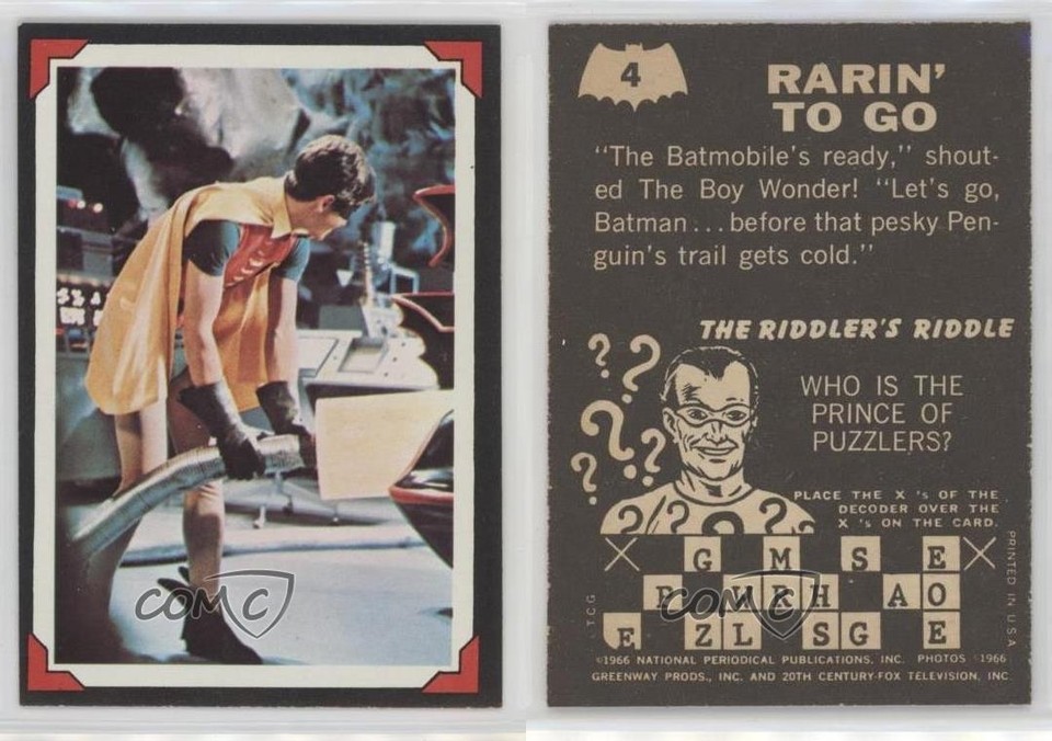 1966 Topps Batman Riddler Back Rarin' to Go #4 06mi | eBay