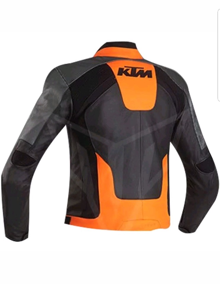KTM Black/Orange Motorcycle Leather Riding Jacket Motorbike Racing ...