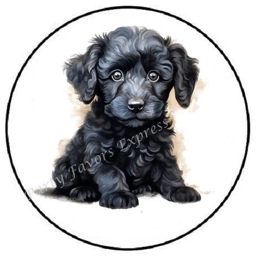BLACK DOG PUPPY POODLE MALTESE ENVELOPE SEALS LABELS STICKERS PARTY ...