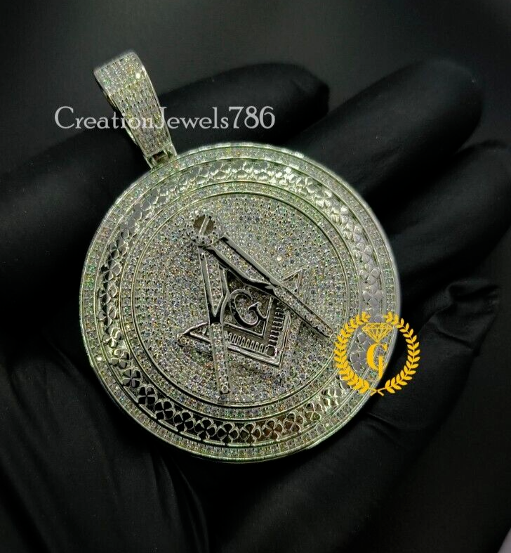 Freemasonry Masonic Great G, Compass and Square G Moissanite 925 Silver ...