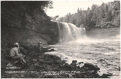 Tahquamenoh Falls "Landing Craft Trip" Hulbert MI RP Postcard | eBay
