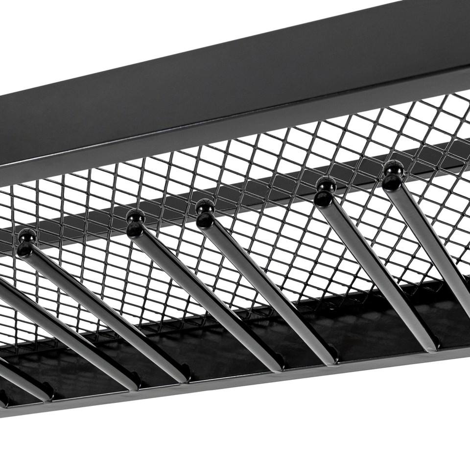 Industrial Vintage Bar Floating Shelf Black Ceiling Mounted Wine Bottle ...