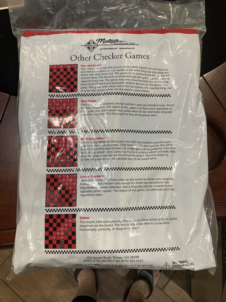 Multiflex Designs Jumbo Floor Checkers Large Rug Game Complete Made In ...