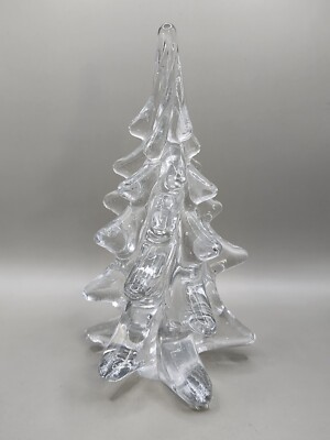 Christmas Tree Figurine Glass Clear Pine Tree Modern Solid Art Glass ...