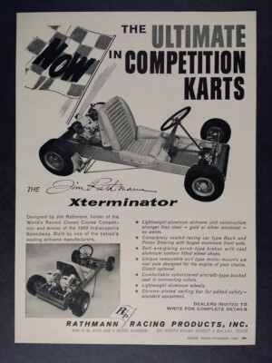 1960 Rathmann Xterminator Competition Racing Kart vintage print Ad | eBay