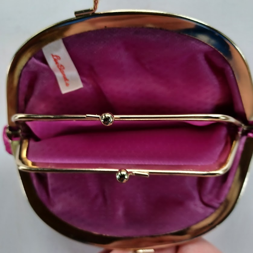 Lee Sands Eel Skin Leather Double Kiss Lock Clutch Purse Wallet - RARE ...