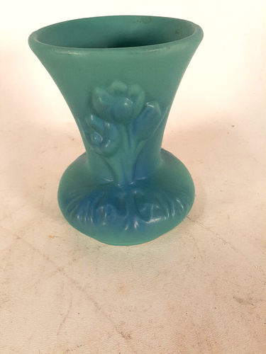 Van Briggle Art Pottery Turquoise Floral Tulip Vase, 5" tall | eBay