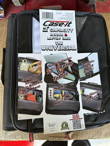 Case It Universal 2" 3 Ring Zipper Binder Laptop Tablet Holder Black LT ...