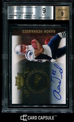 2010 Plates And Patches Aaron Hernandez Signatures 101 Gold /25 Rookie ...