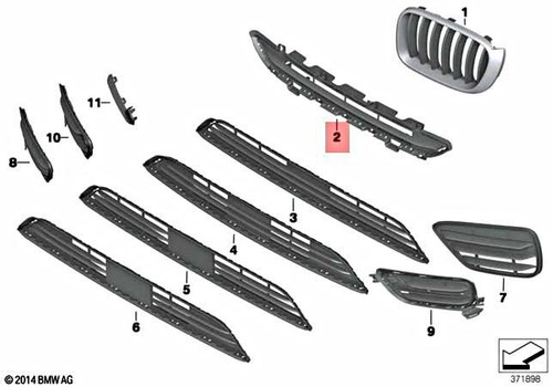 Genuine BMW X3 F25 Front Center Upper Open Grille OEM 51117338493 | eBay