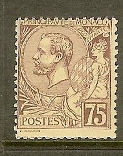 Monaco Stamp N°19 " Prince Albert 1er 75c Violet-Brun " New Xx Basics ...