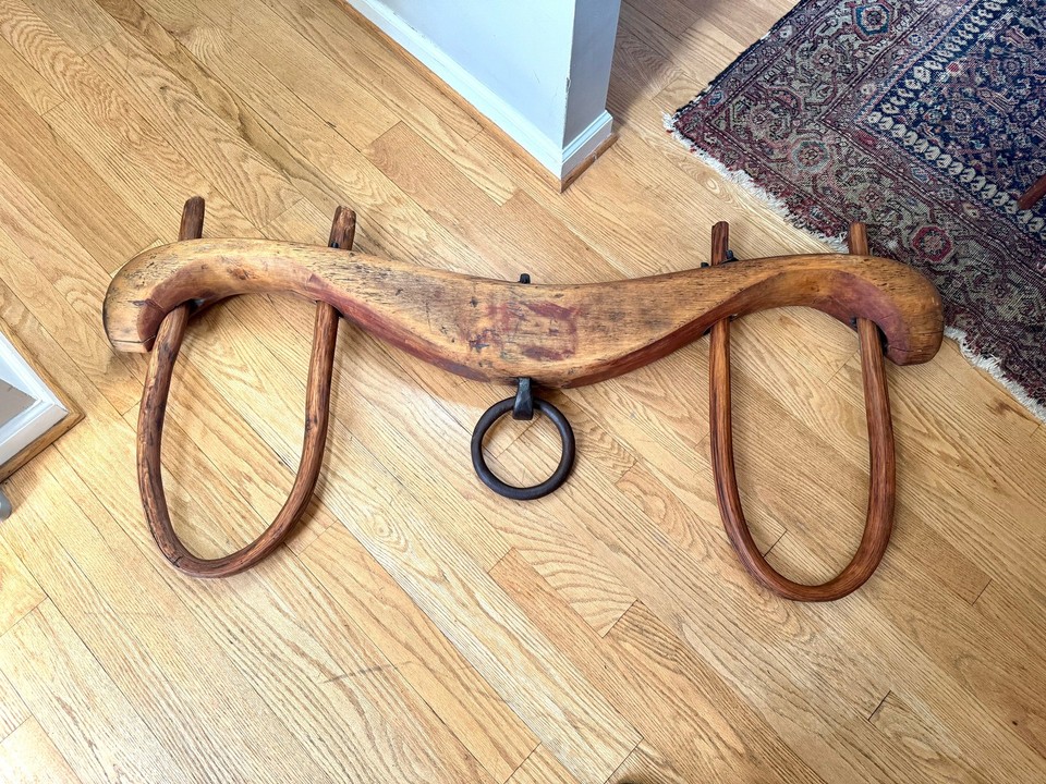 Antique Double Ox Yoke | Large Ox Yoke | Rustic Wood and Steel Double ...