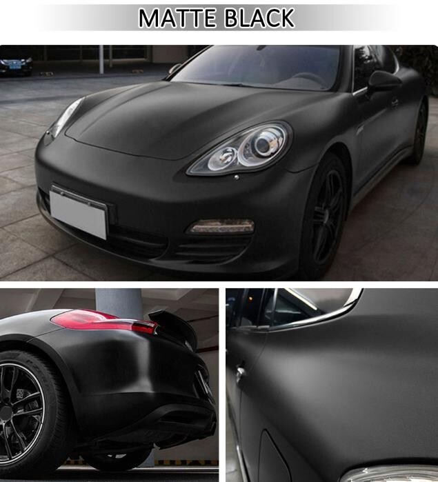 10 meters x 1.52 meter matte matt satin black matt black car vinyl wrap ...