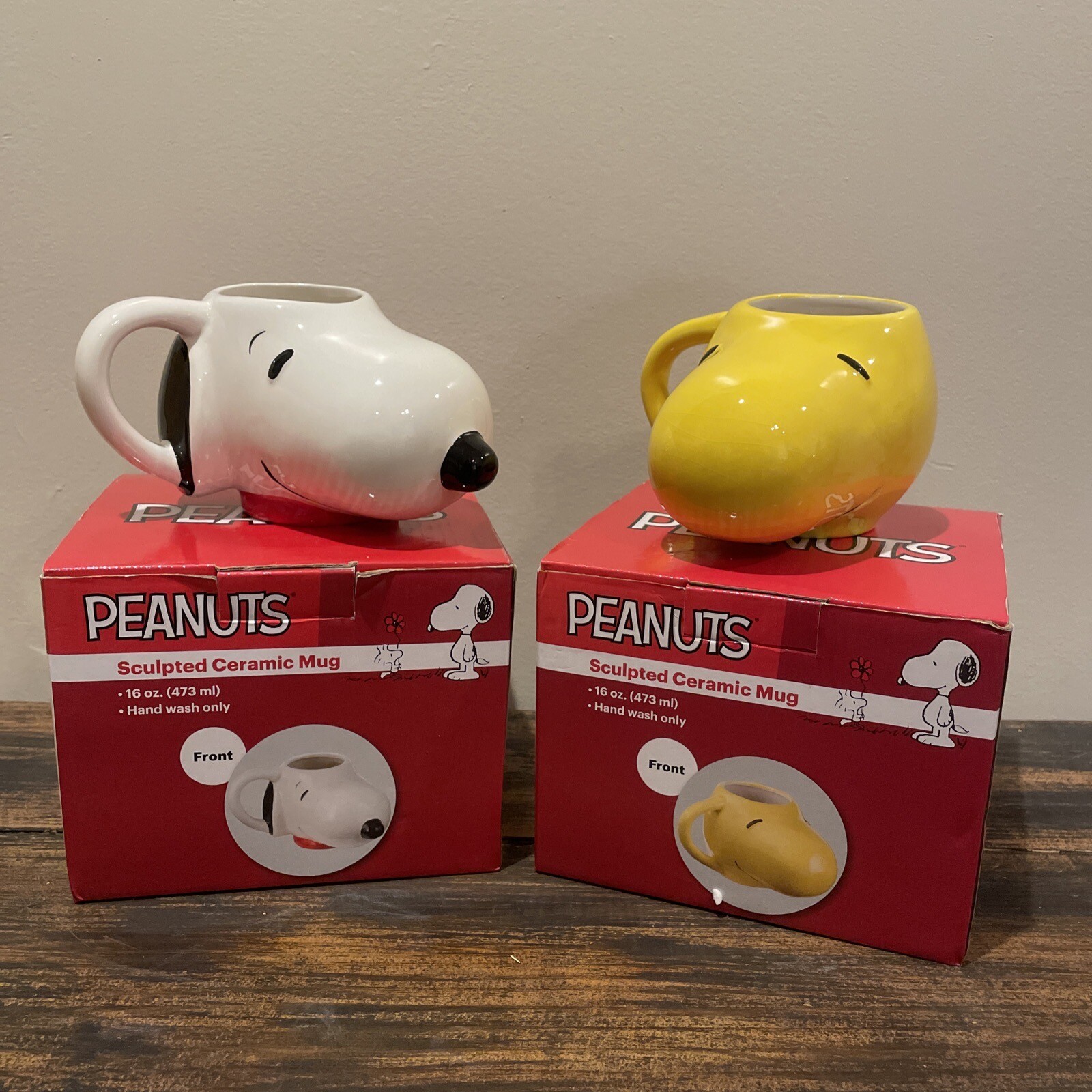 Peanuts Snoopy Woodstock Mugs Set Of 2 Coffee Cocoa Tea Charlie Brown ...
