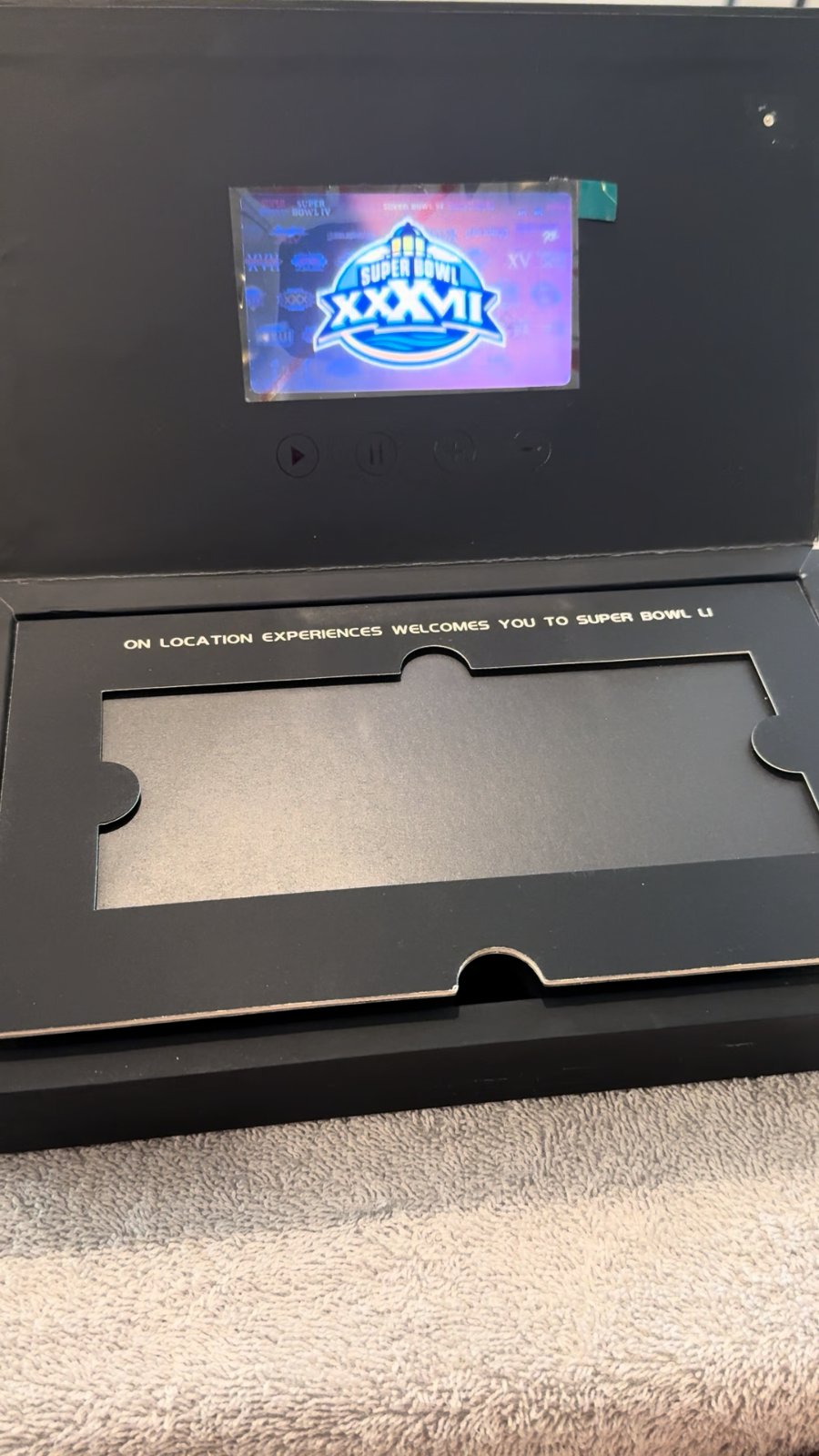 2017 Super Bowl LI Patriots Falcons Ticket Case / Video Box with ...