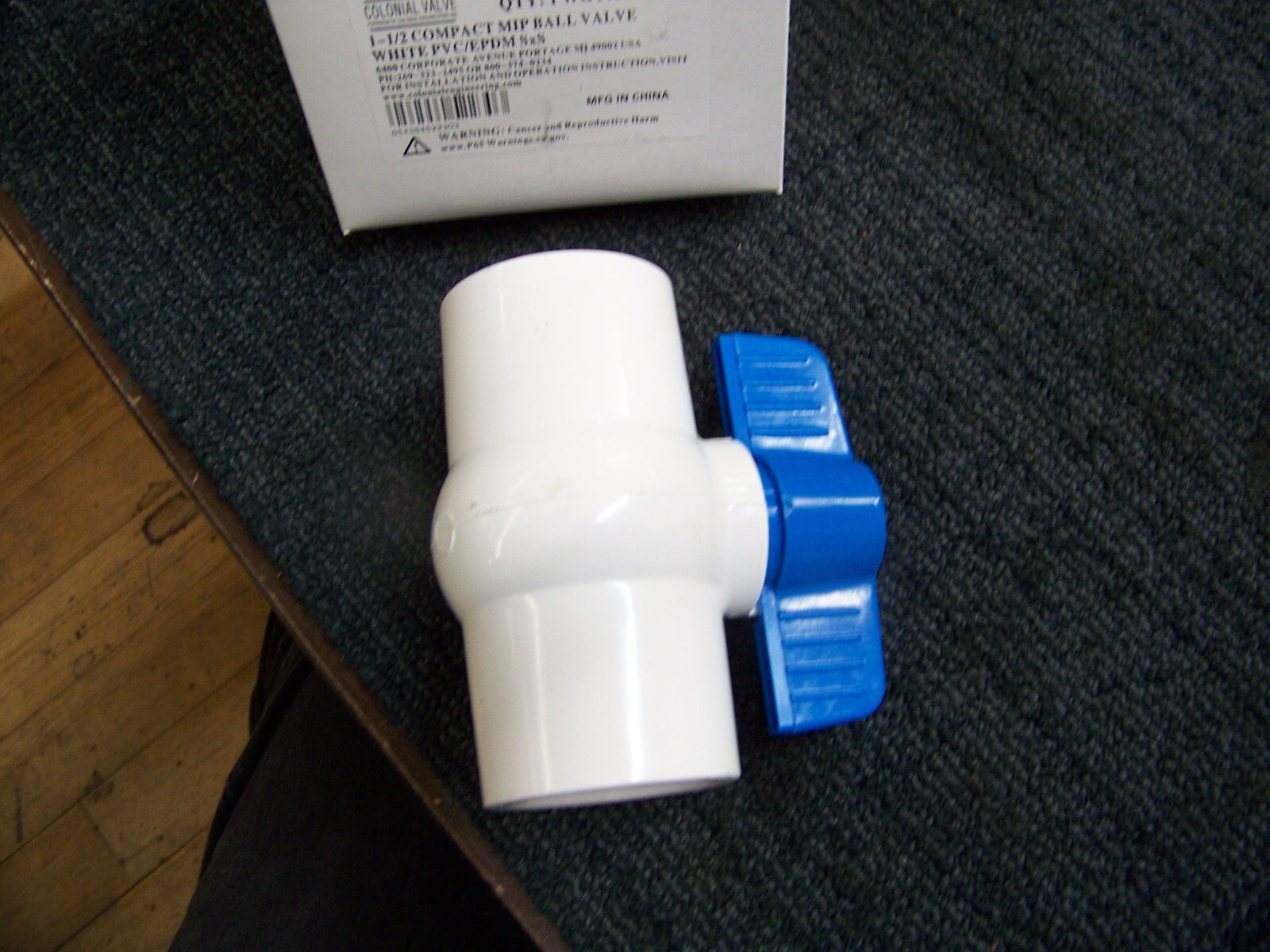 Colonial Valve 1 1/2" Compact MIP Ball Valve White PVC/EDPM SxS V17491N ...