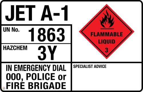 Jet A-1 - Emergency Information Panel Hazchem Transport Sign (EIP-01-JT ...