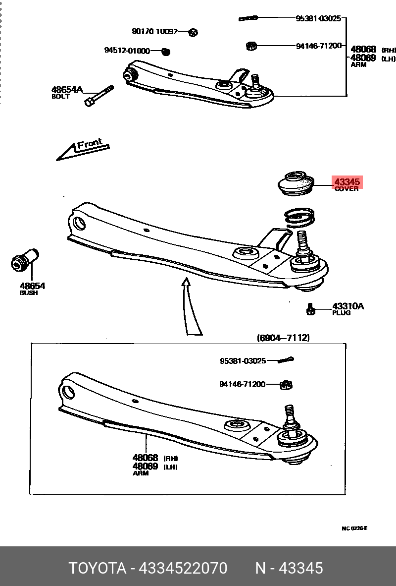 Genuine OE ball joint dust protection, 4334522070 for TOYOTA 43345 ...