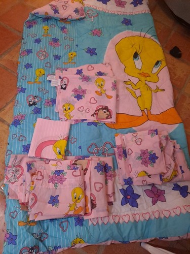 Vintage 1996 Pink Tweety Sylvester, Bugs Bunny Taz Twin Sheet Set Best ...