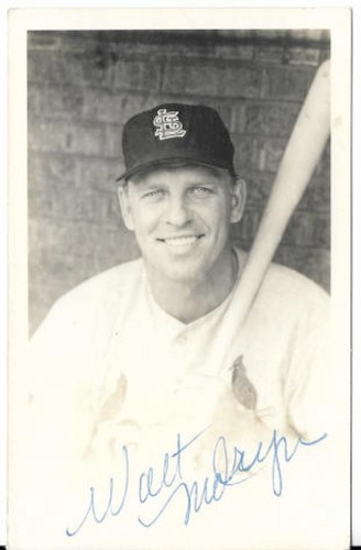 WALT MORYN ST. LOUIS CARDINALS DIED 1996 SIGNED AUTOGRAPHED POST CARD W ...