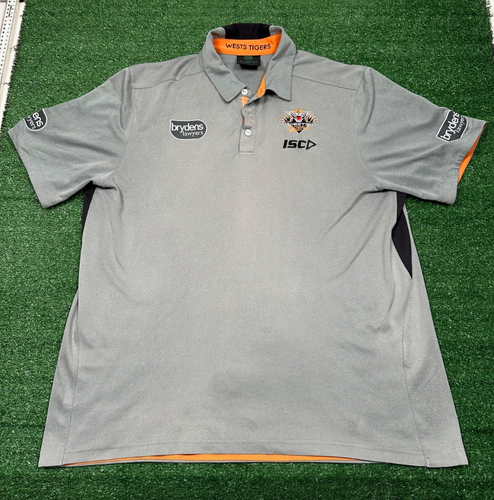 West Tigers ISC NRL Rugby League Grey Polo T-Shirt | Mens Adult XL Top ...