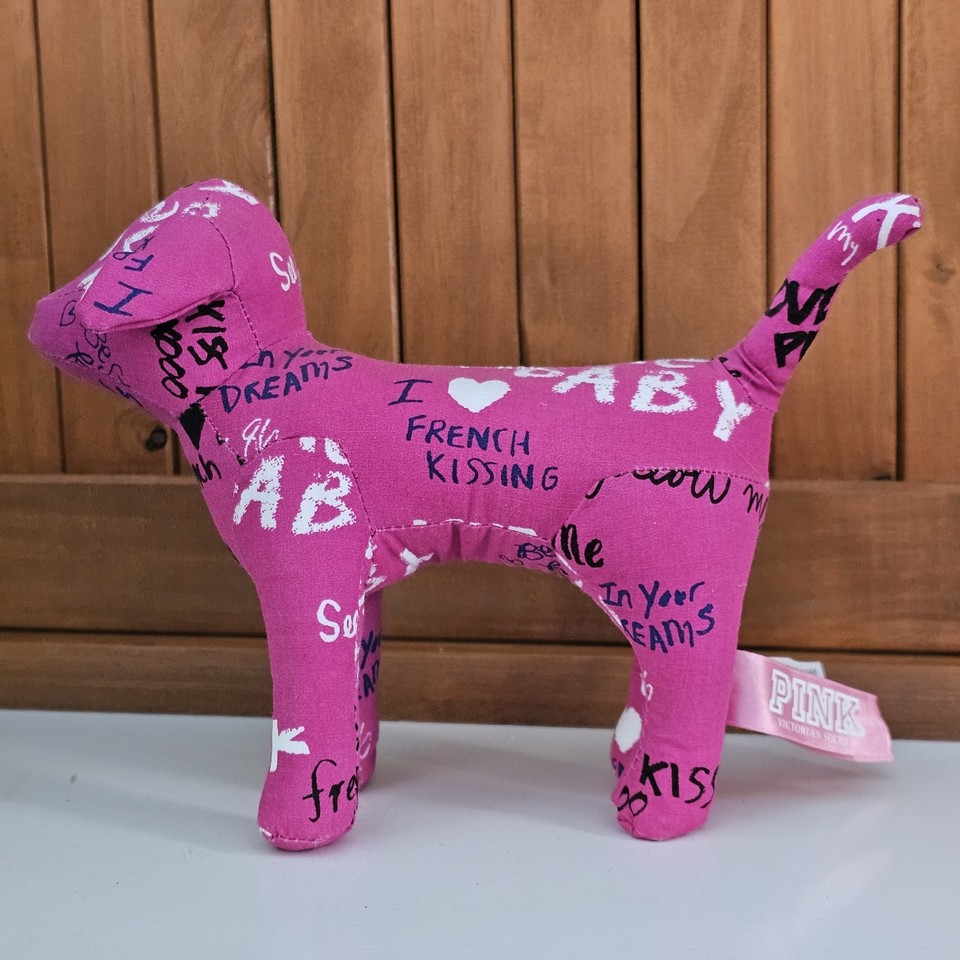 Victoria Secret Dog Pink Figure Plush With Different Colored Words ...