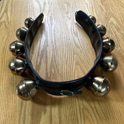 Antique Brass Sleigh Bells Leather Horse Harness Graduated Christmas ...