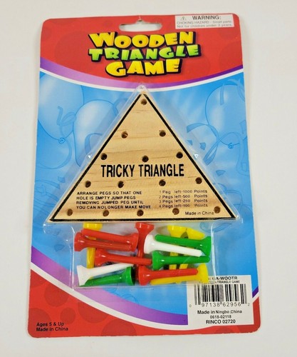 Tricky Triangle Game Wooden Peg Strategy Challenge IQ Test Brain Teaser ...