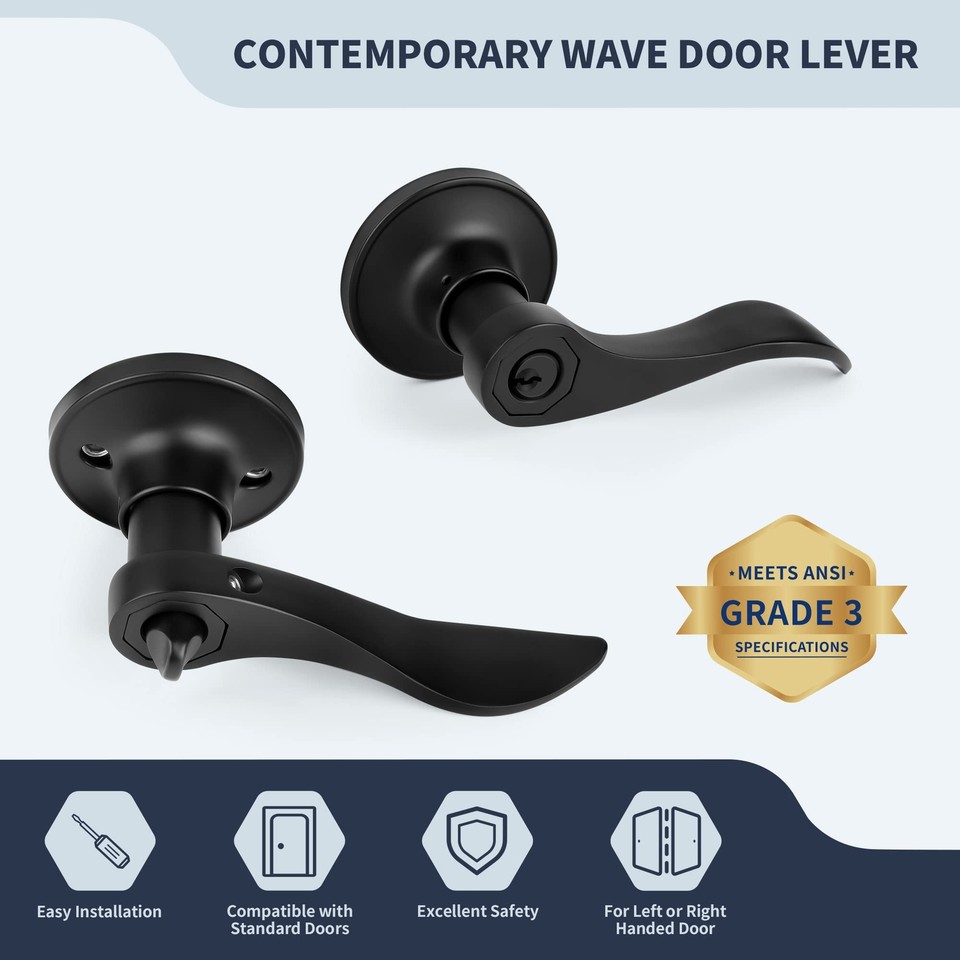 Wave Door Lever Keyed Entry Door Handle with Lock Entrance Lever ...