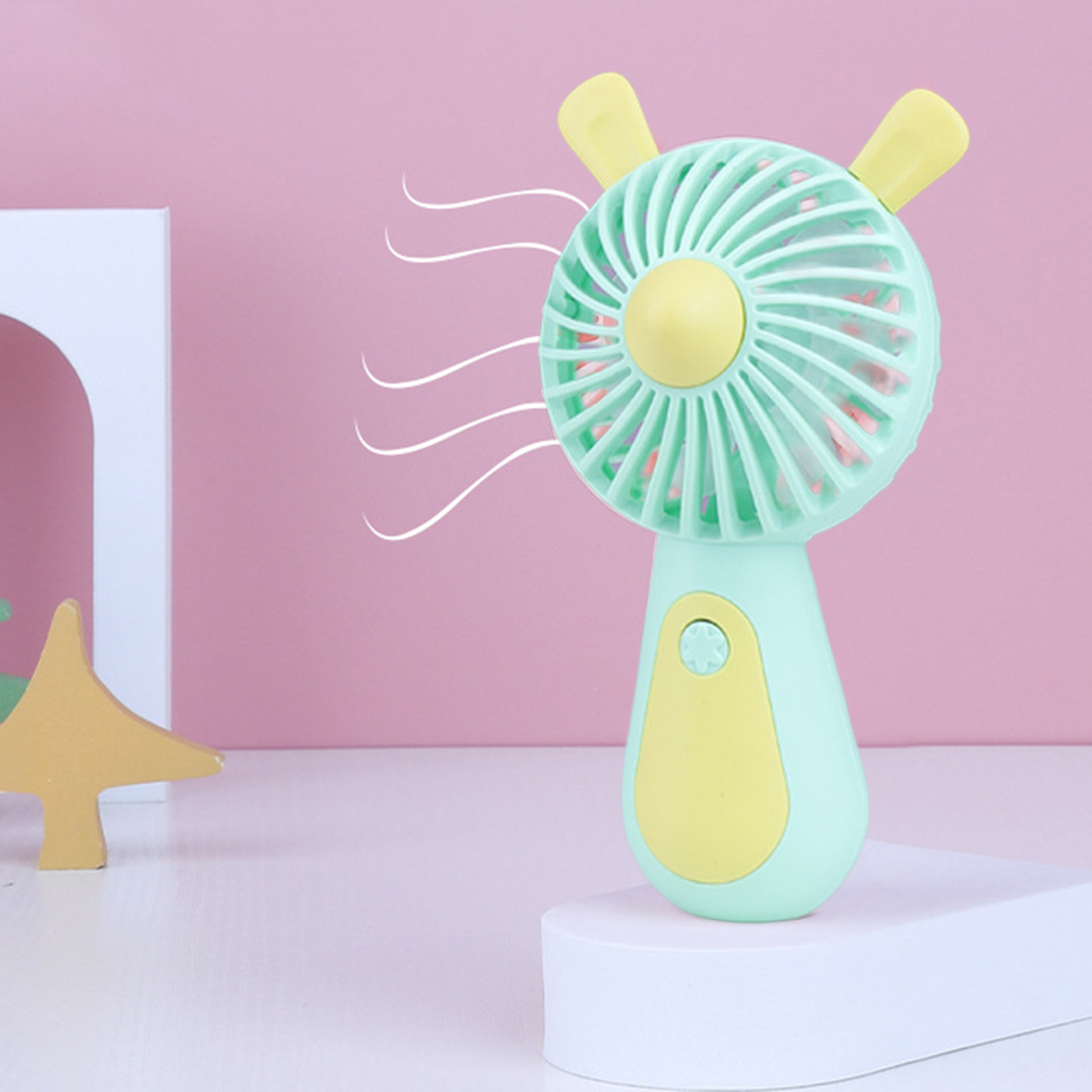 1 Set Usb Mini Fan Usb Interface Cool Down Cute Ears Cartoon Small Fan ...