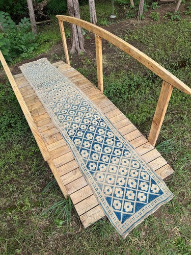 Blue Turkish Runner Rug, Handmade Rug, Bohemian Rug, Kitchen Runner Rug ...