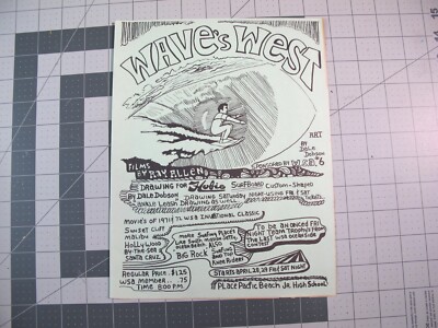vtg Surf ephemera - 1970s Waves West Surf Film Poster flyer | eBay
