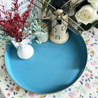 13" Blue Round Tray Blue Serving Tray with Handles Modern Round ...