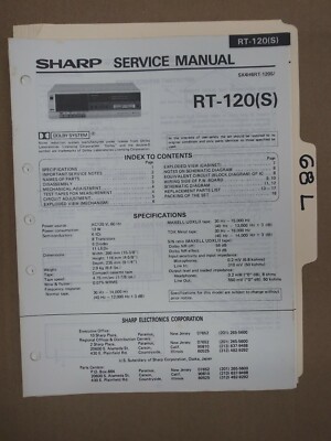 Sharp rt-120 s service manual original factory repair book stereo tape ...