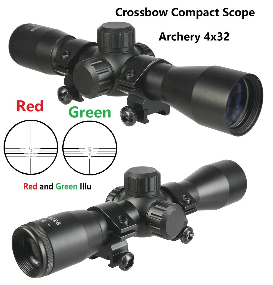 TWP Archery 4X32 Compact Crossbow Multi Range Reticle Scope Red and ...